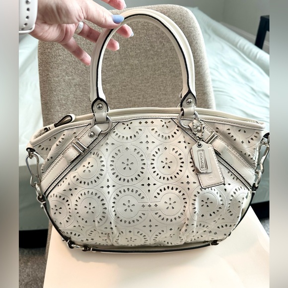 Coach | Bags | Coach White Laser Cut Leather Satchel | Poshmark